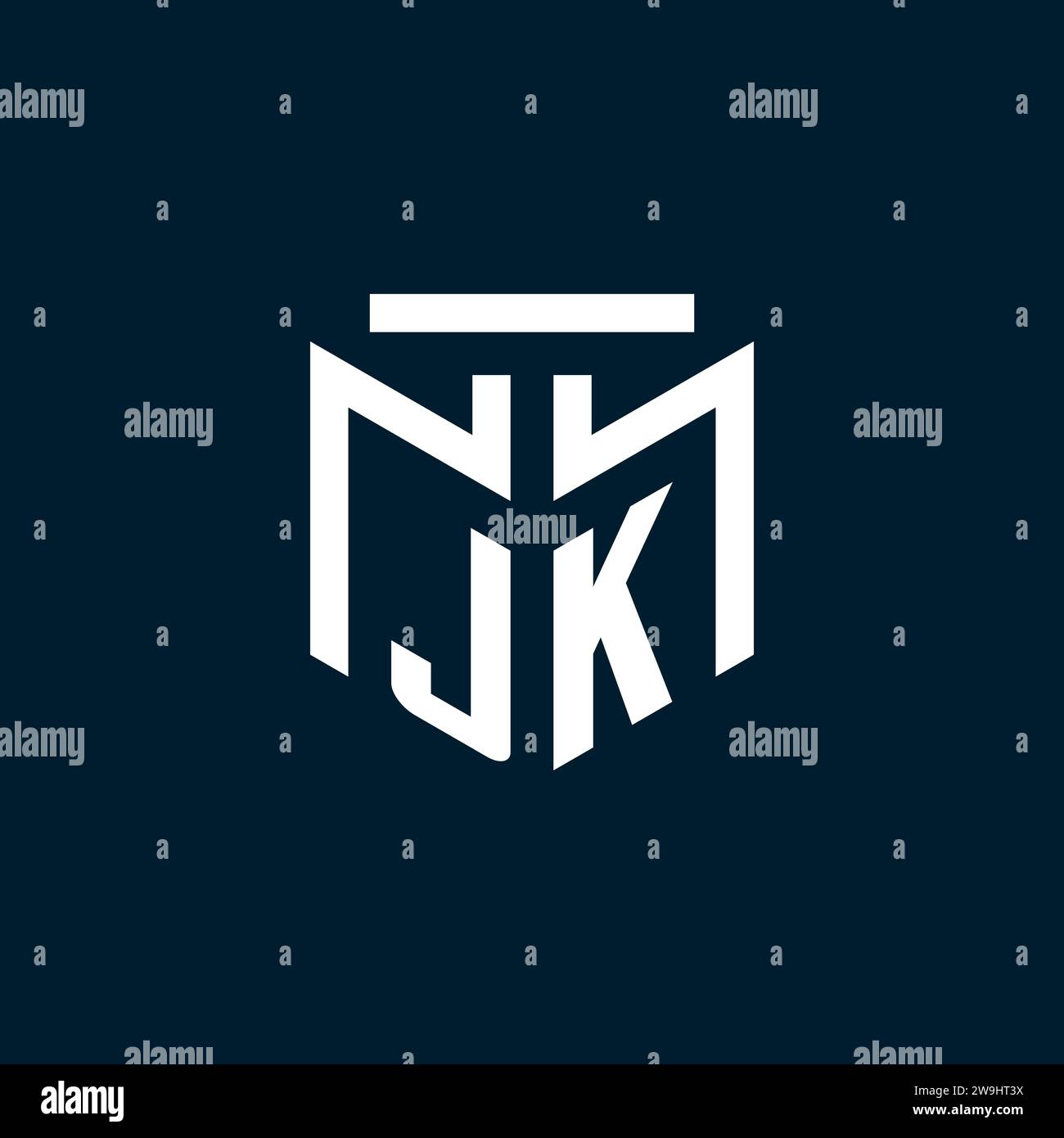 JK monogram initial logo with abstract geometric style design ...