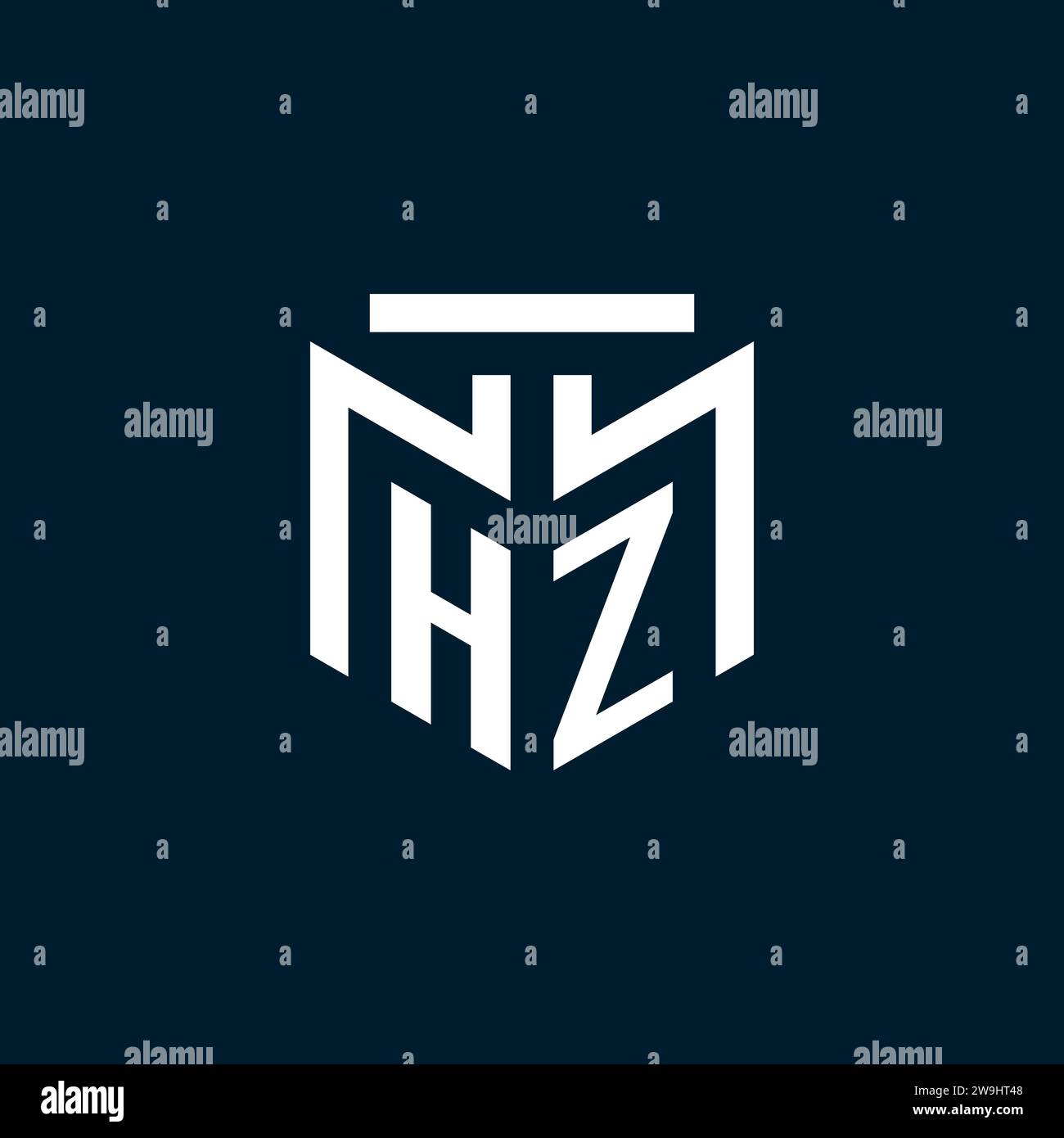 HZ monogram initial logo with abstract geometric style design ...