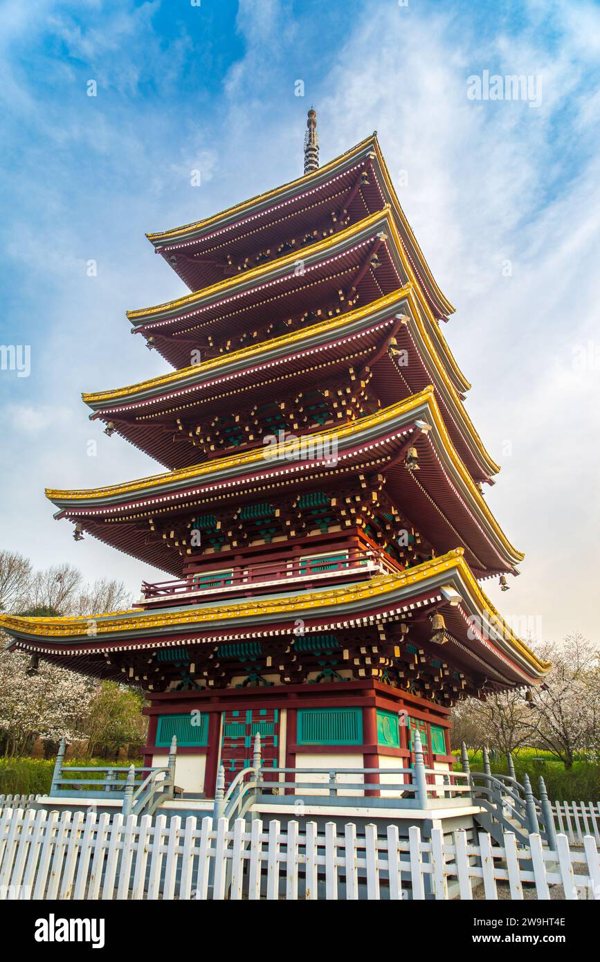 The five-story pagoda is the landmark of Sakura Garden. East Lake ...