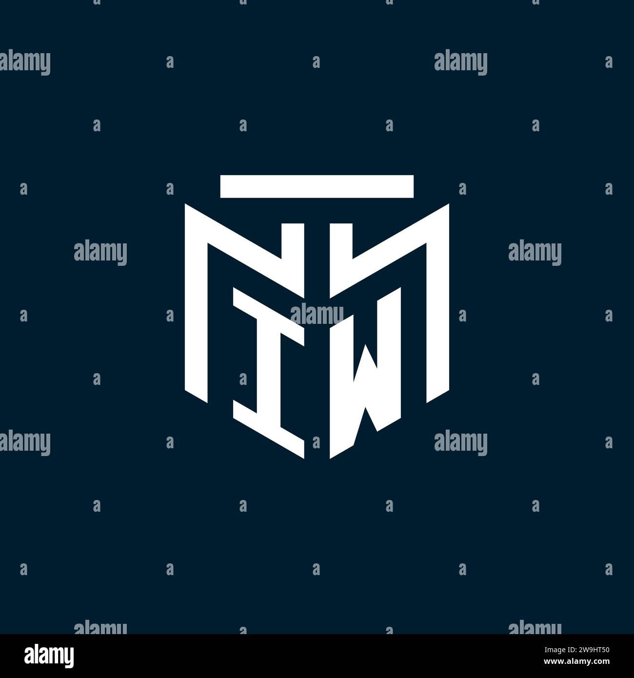 IW monogram initial logo with abstract geometric style design ...