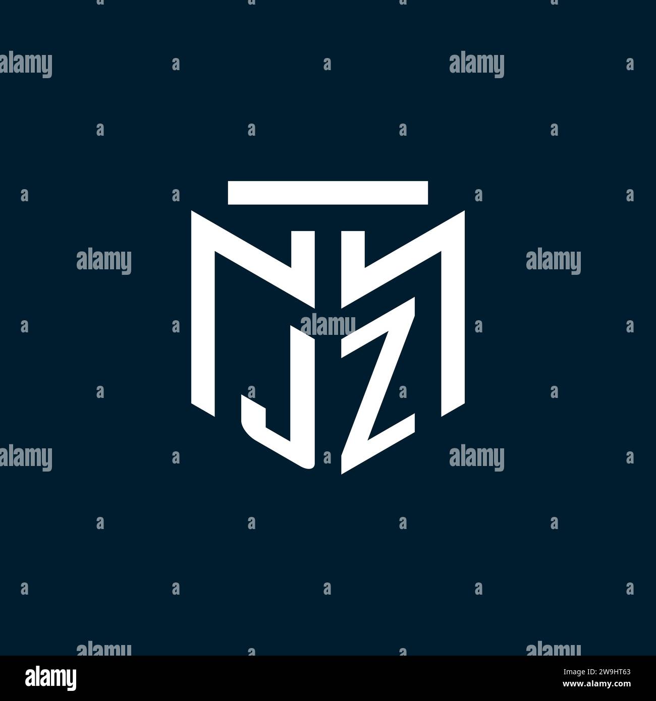 JZ monogram initial logo with abstract geometric style design ...