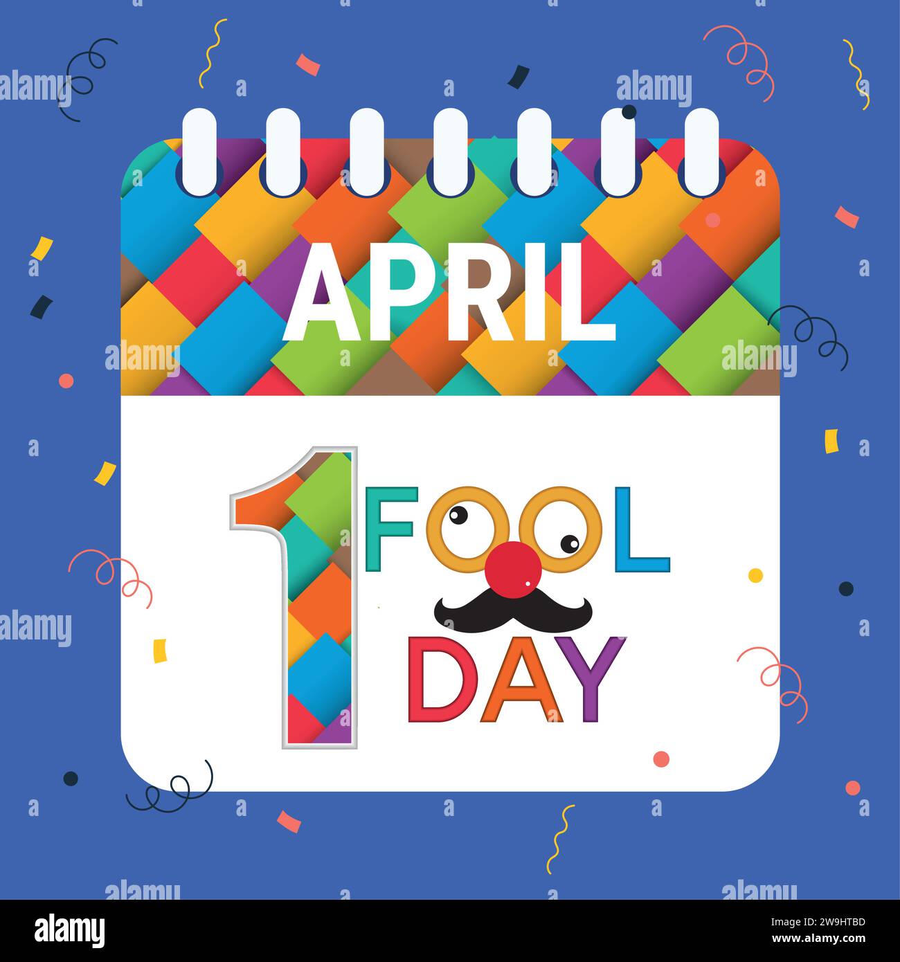 Colored april fool day template with calendar Vector Stock Vector Image ...