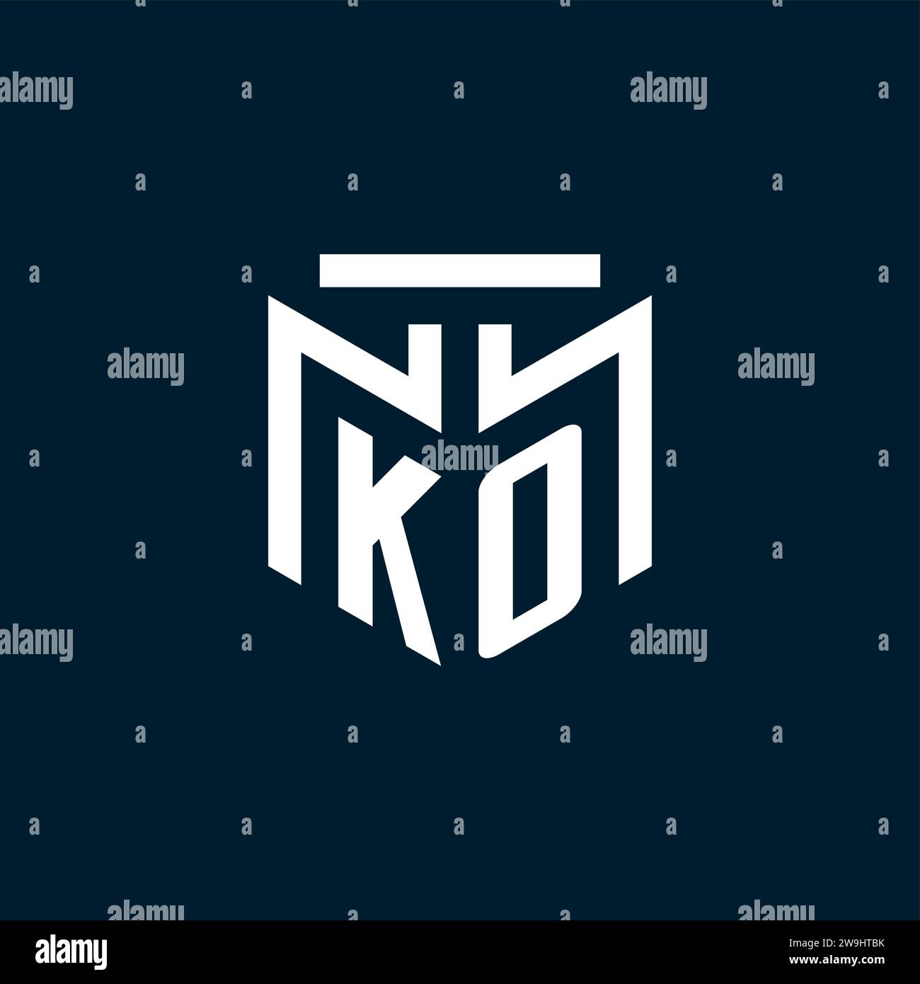 KO monogram initial logo with abstract geometric style design ...