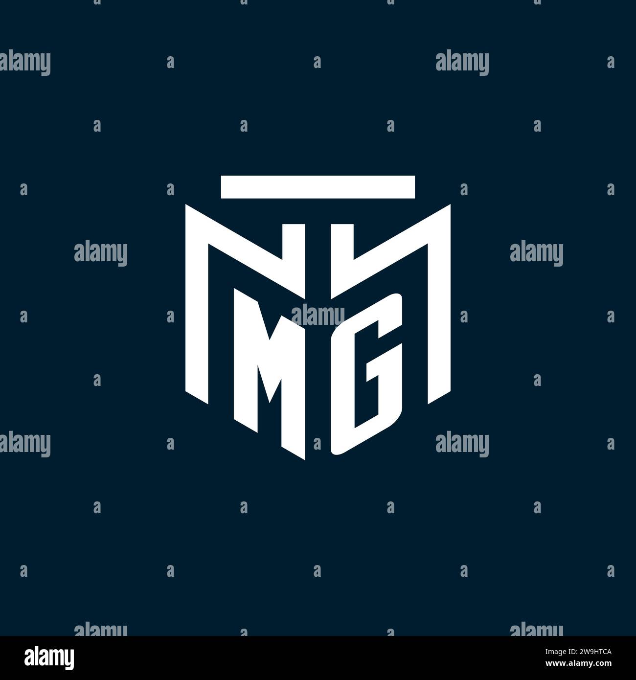 MG monogram initial logo with abstract geometric style design ...