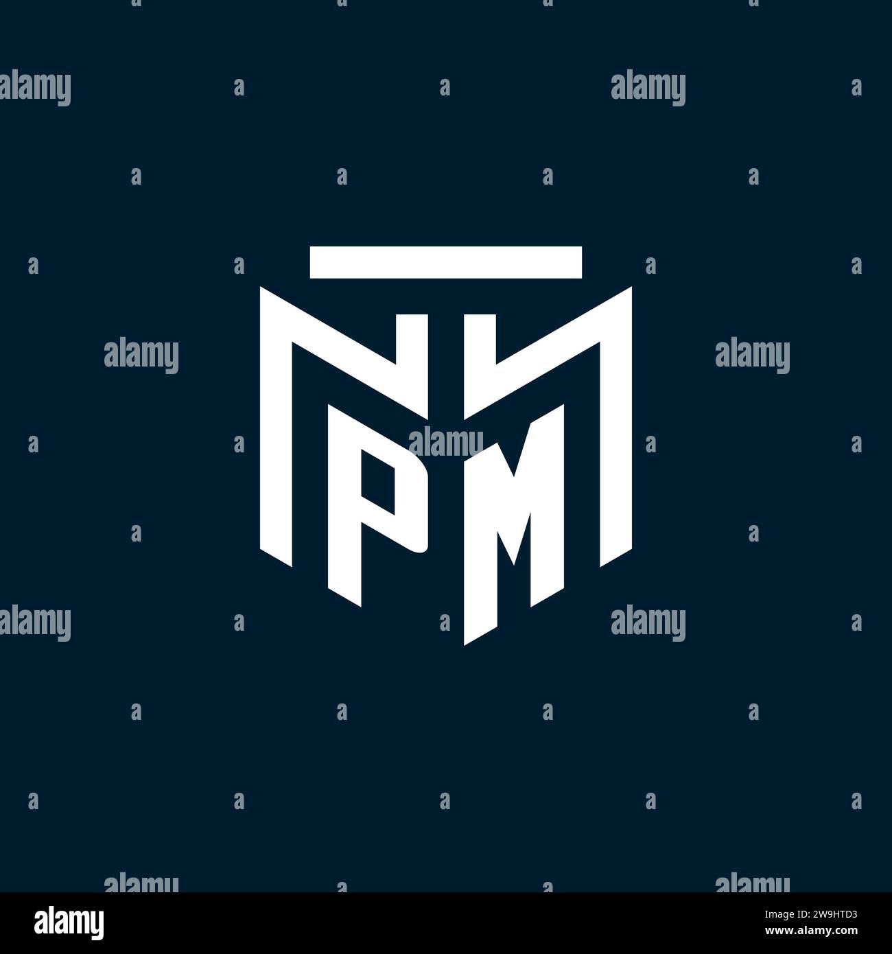 PM monogram initial logo with abstract geometric style design ...