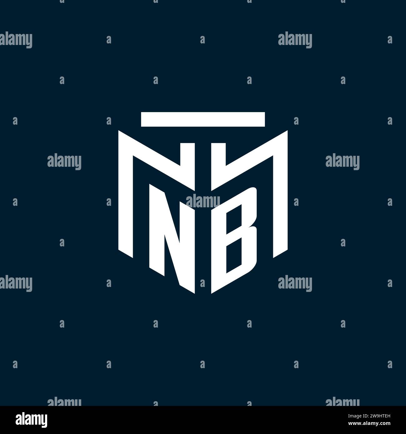 NB monogram initial logo with abstract geometric style design ...