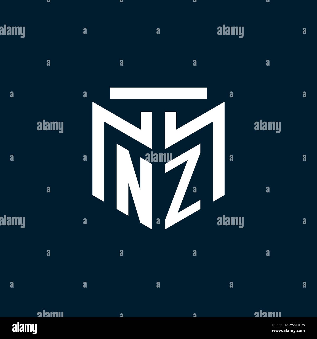 NZ monogram initial logo with abstract geometric style design ...