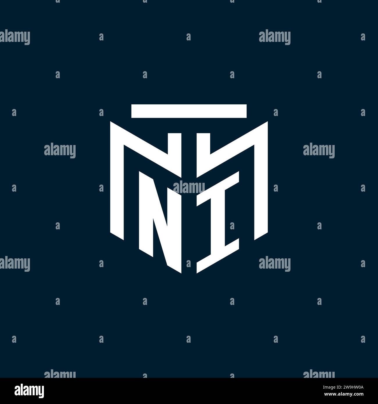 NI monogram initial logo with abstract geometric style design ...