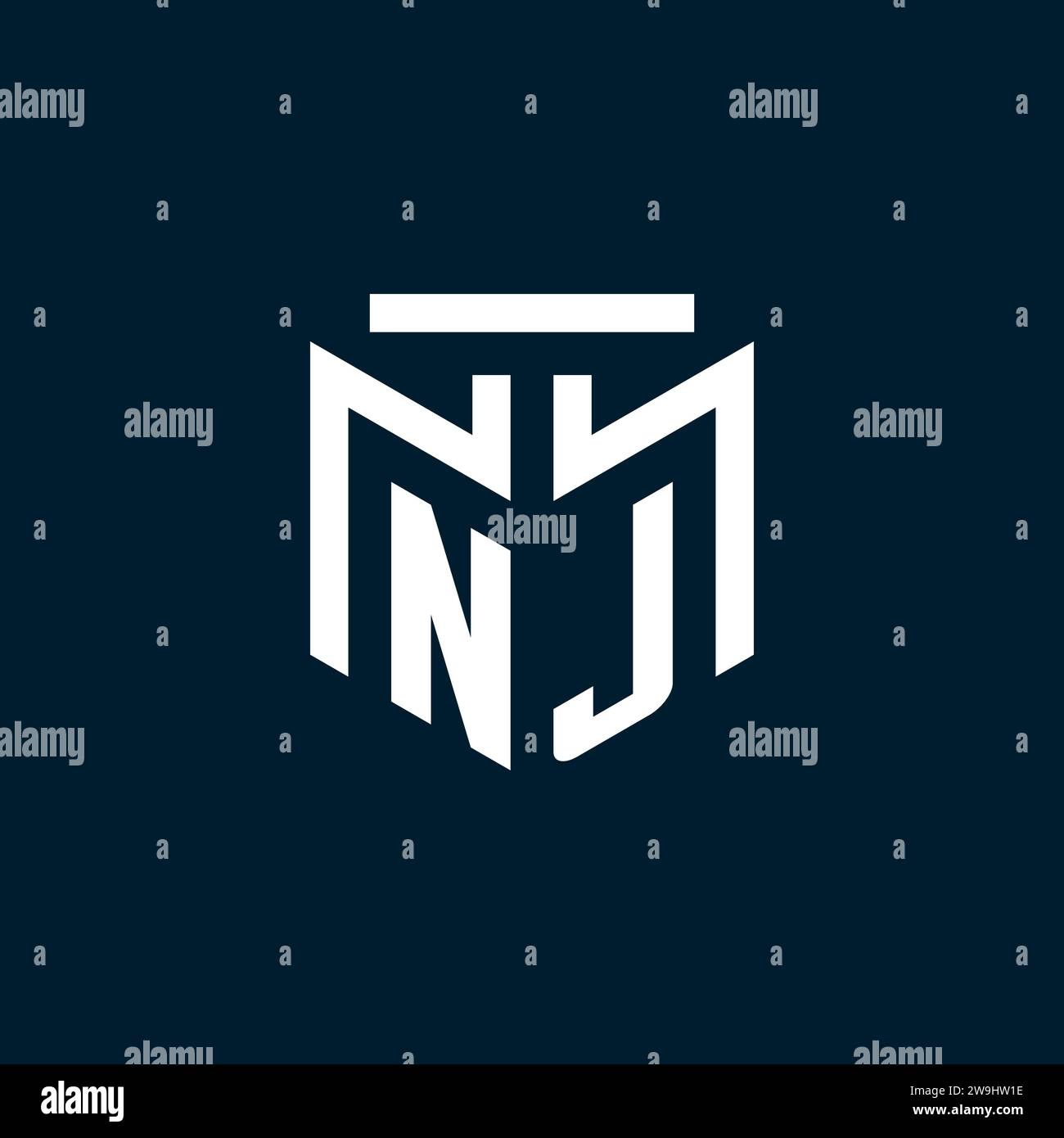NJ monogram initial logo with abstract geometric style design ...