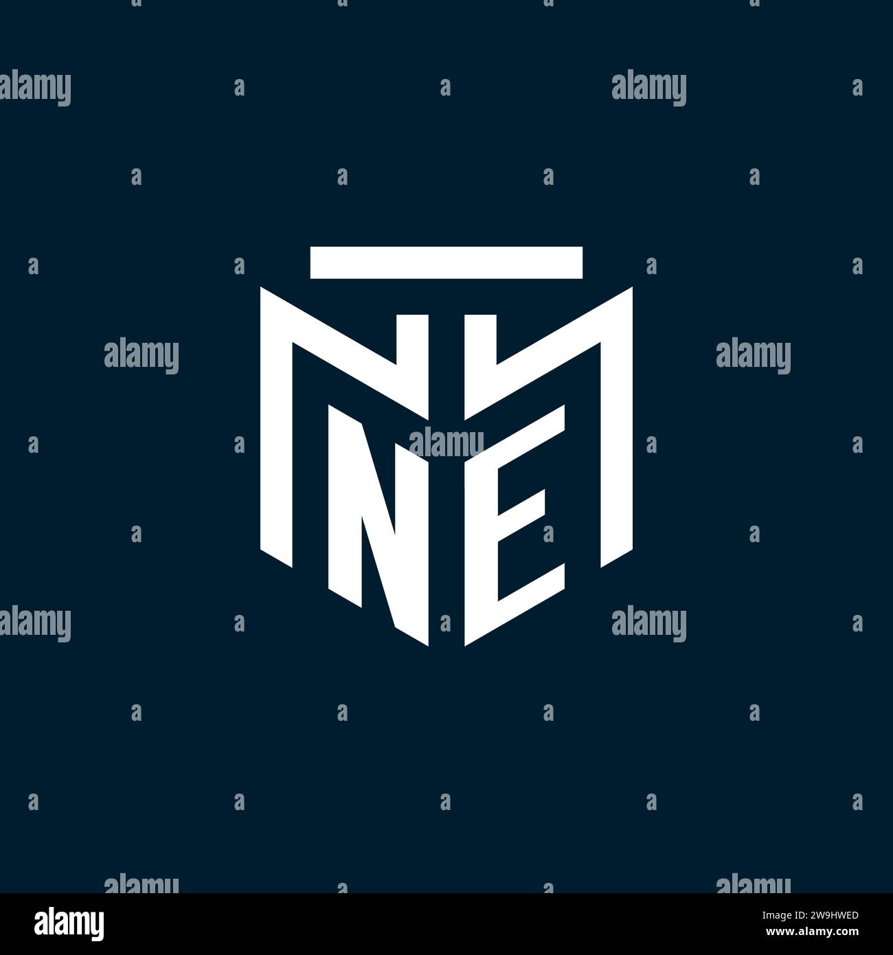 NE monogram initial logo with abstract geometric style design ...