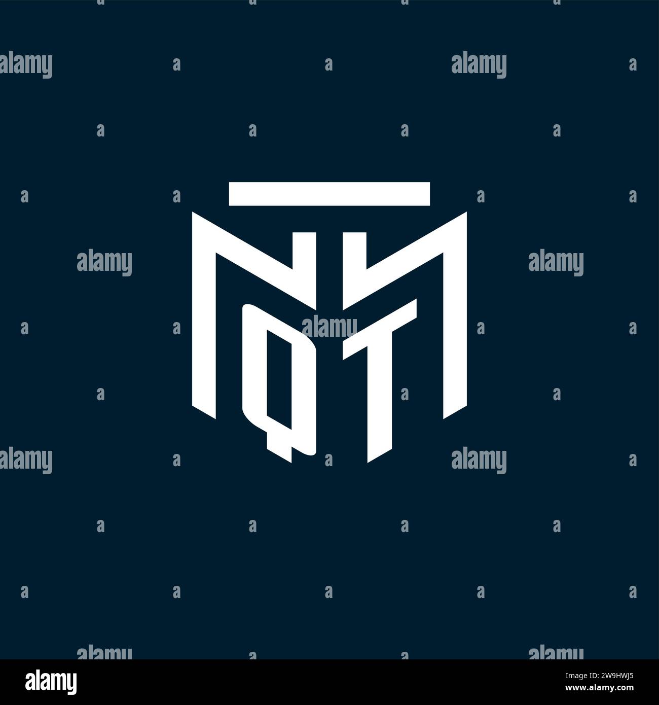 QT monogram initial logo with abstract geometric style design ...