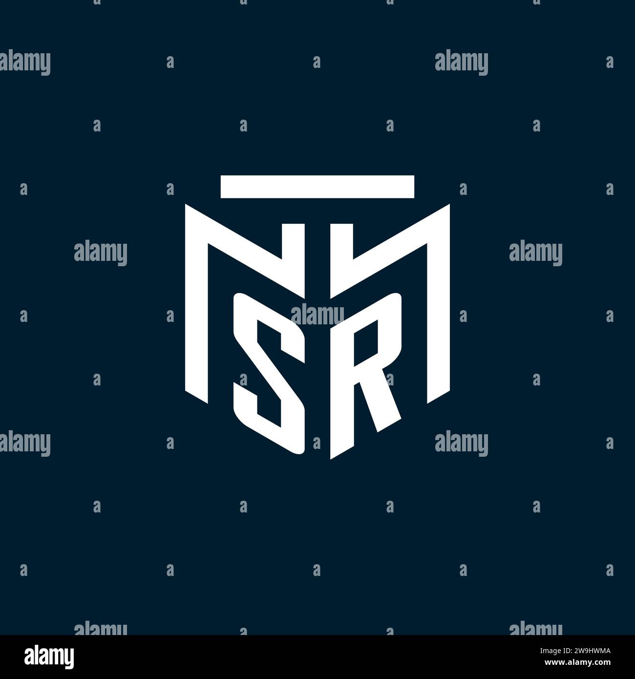 SR monogram initial logo with abstract geometric style design ...