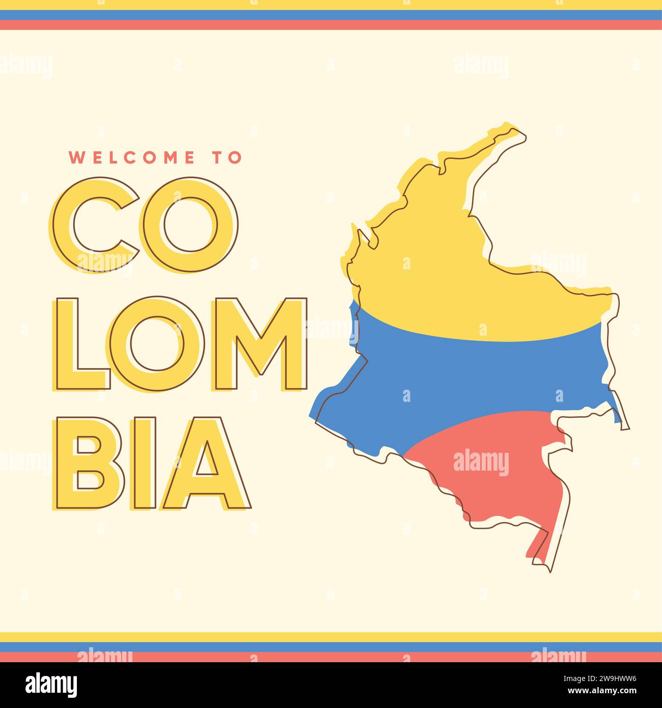 Colored welcome to colombia template poster Vector Stock Vector Image ...