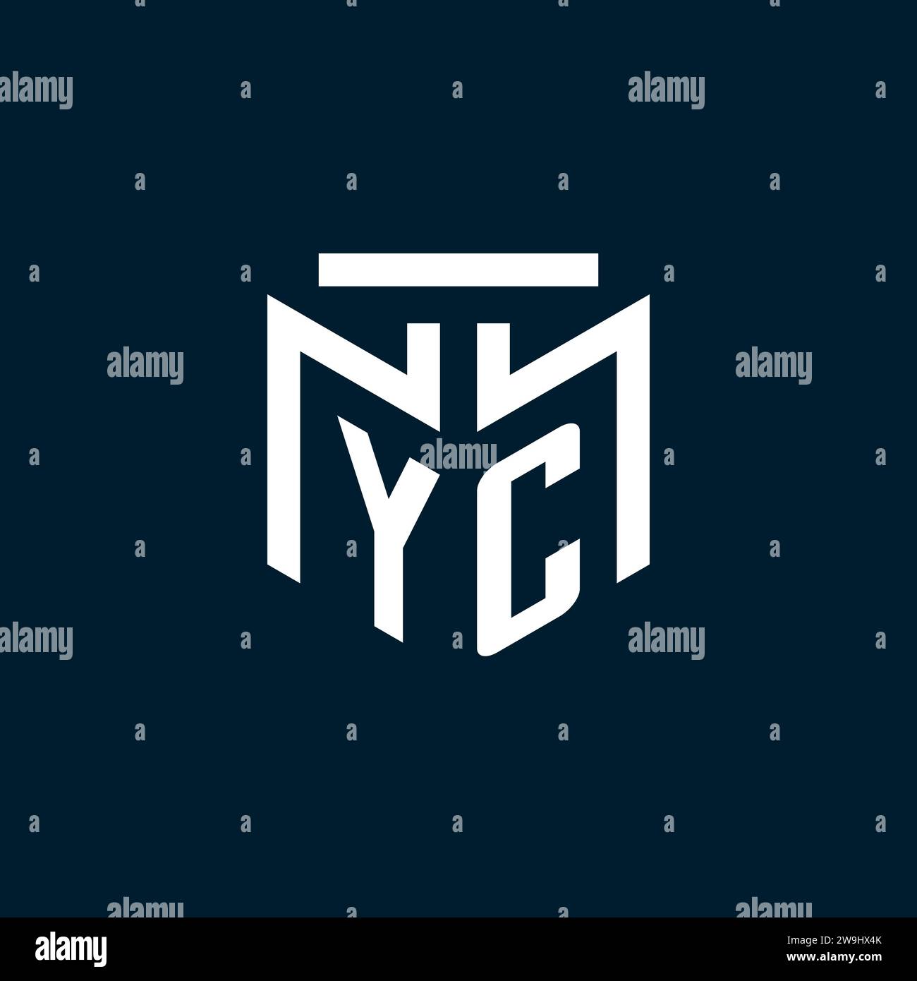 YC monogram initial logo with abstract geometric style design ...