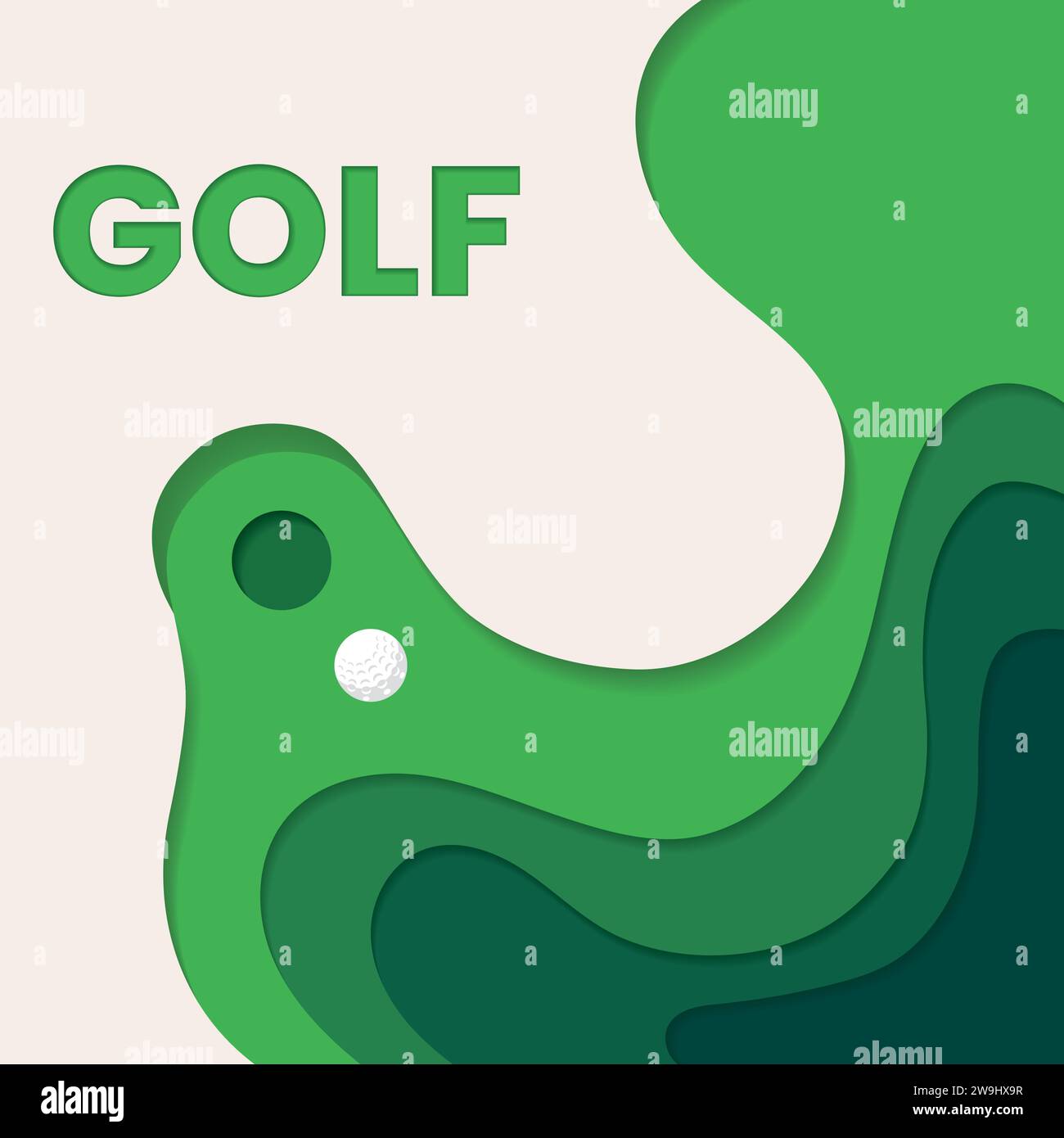 Top view of a golf field paper art style Vector Stock Vector Image ...