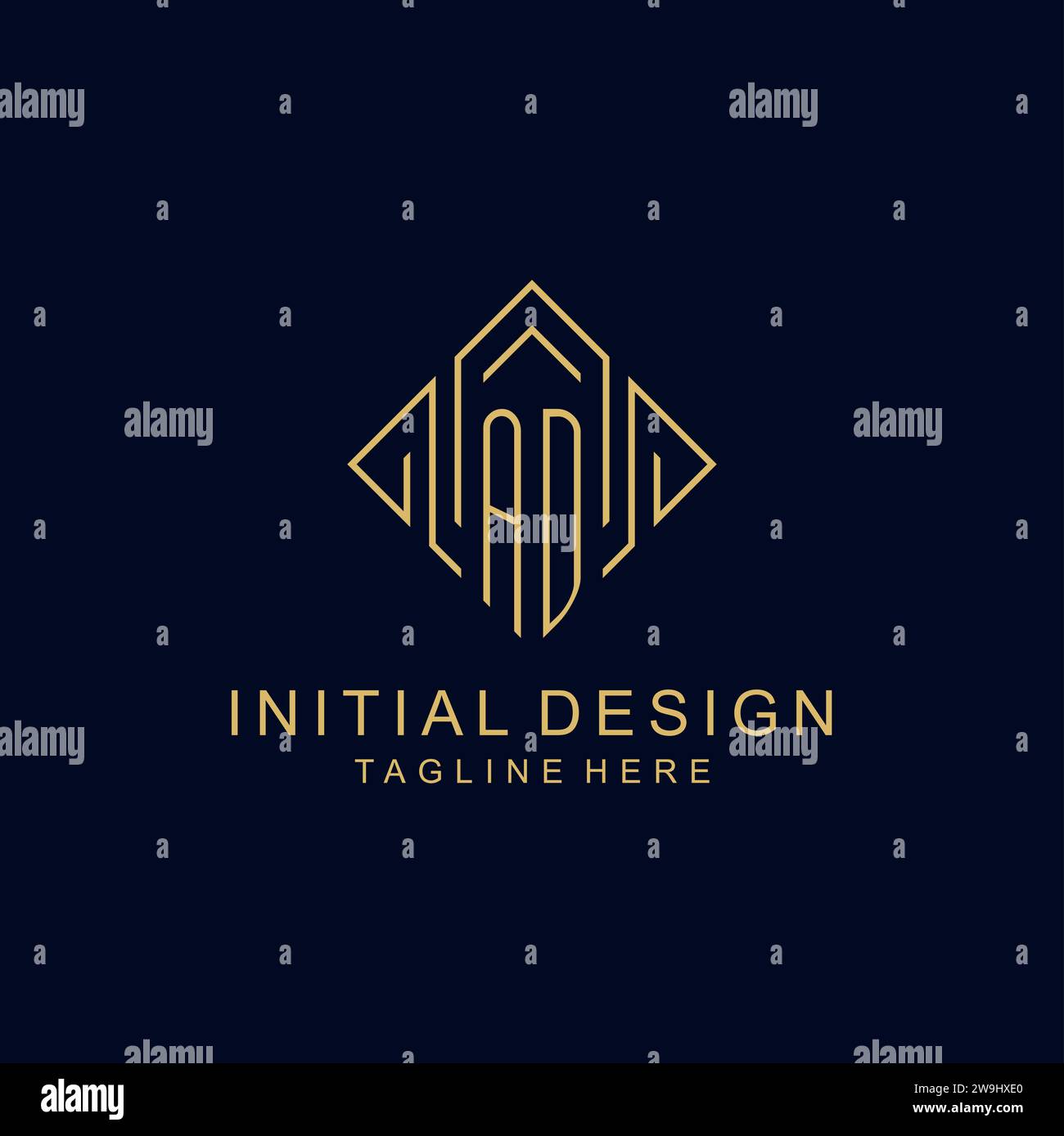 Initial logo AD monogram with rhombus line style design vector graphic ...