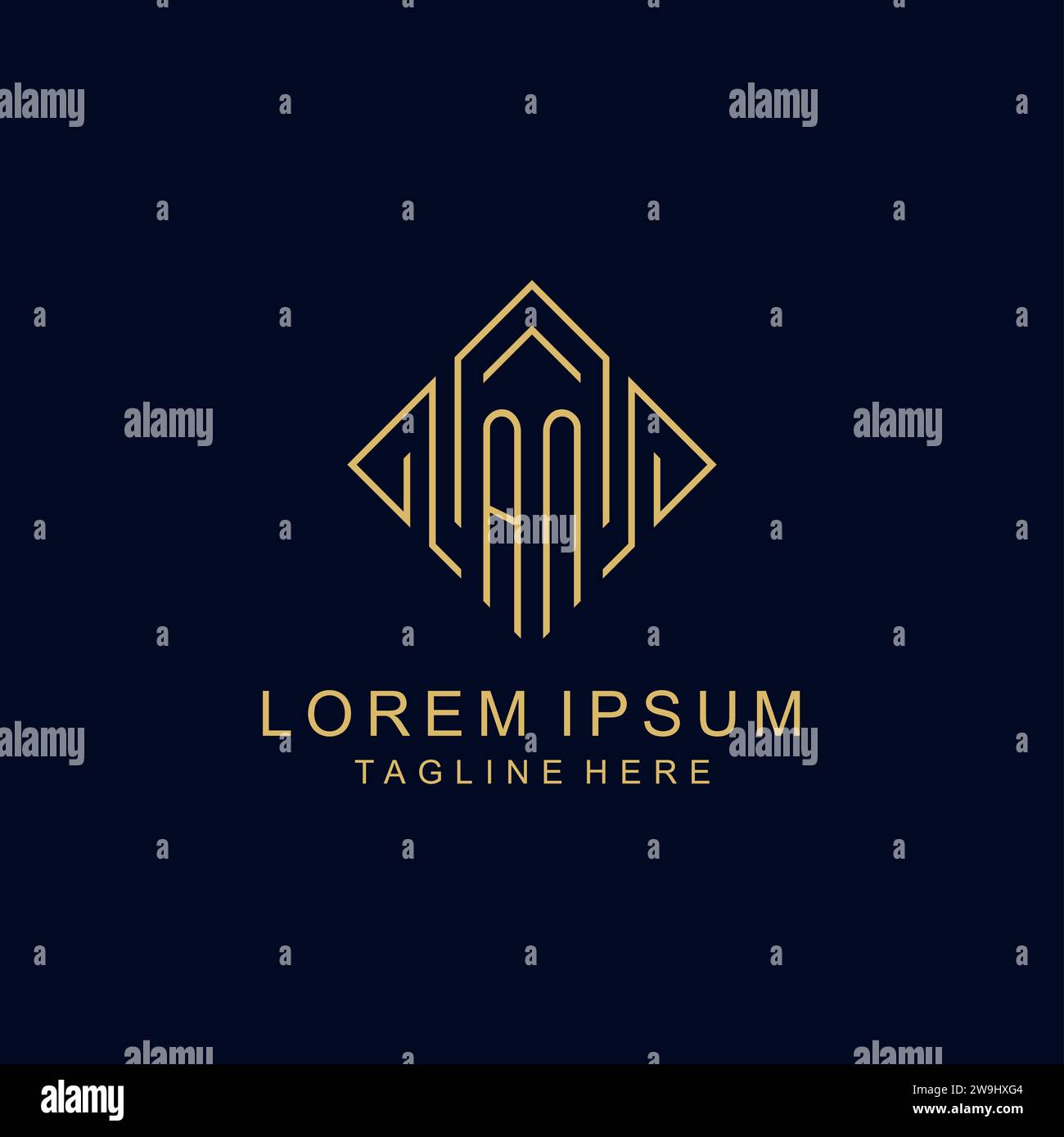 Initial logo AN monogram with rhombus line style design vector graphic ...