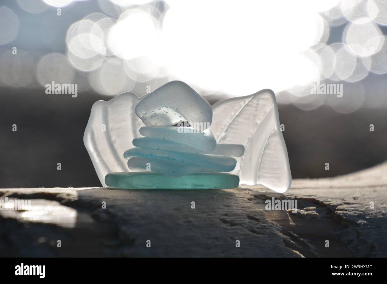 Original art by me. Sunshine white and blue sea glass on driftwood ...