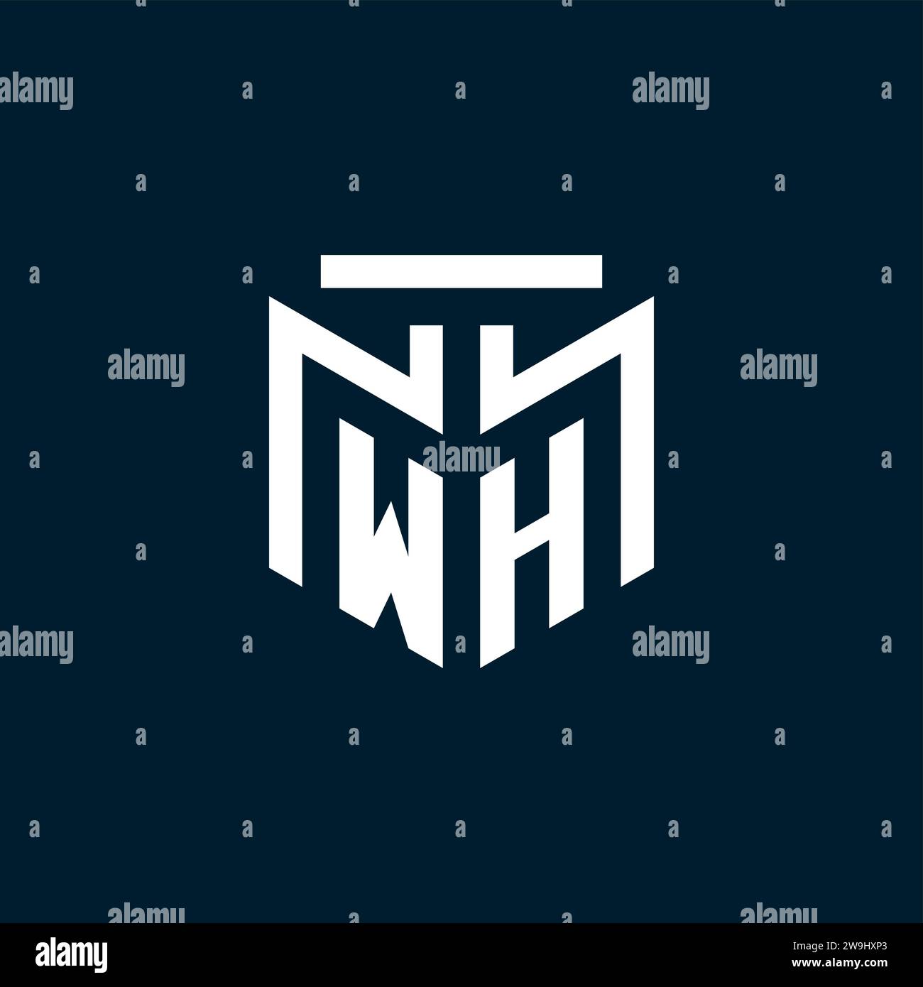 WH monogram initial logo with abstract geometric style design ...
