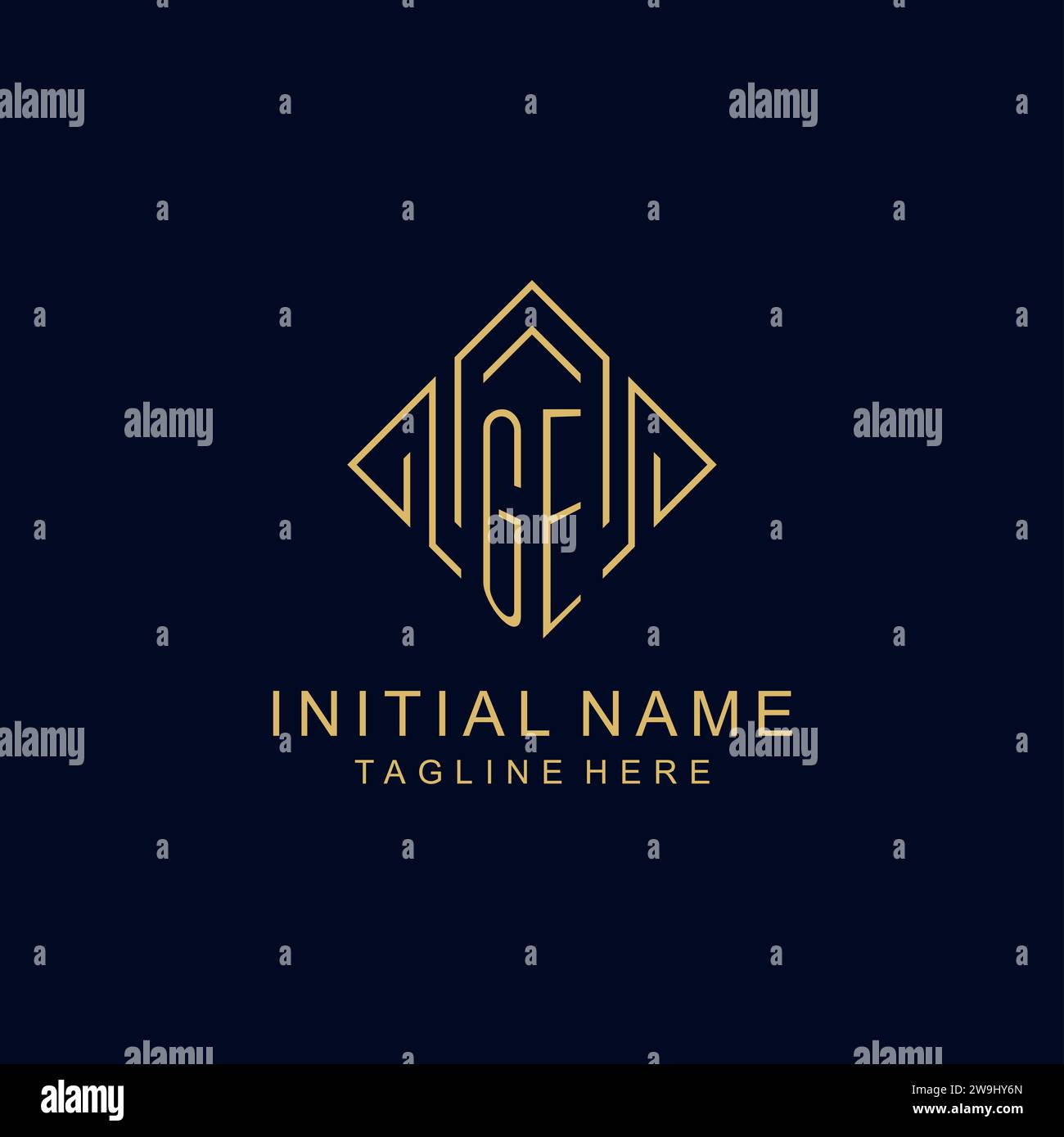 Initial logo GE monogram with rhombus line style design vector graphic Stock Vector Image & Art ...