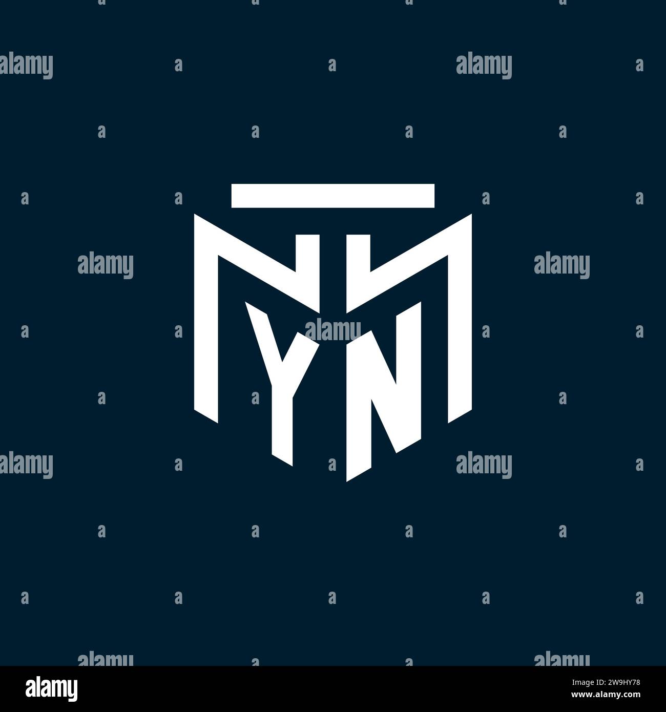 YN monogram initial logo with abstract geometric style design ...