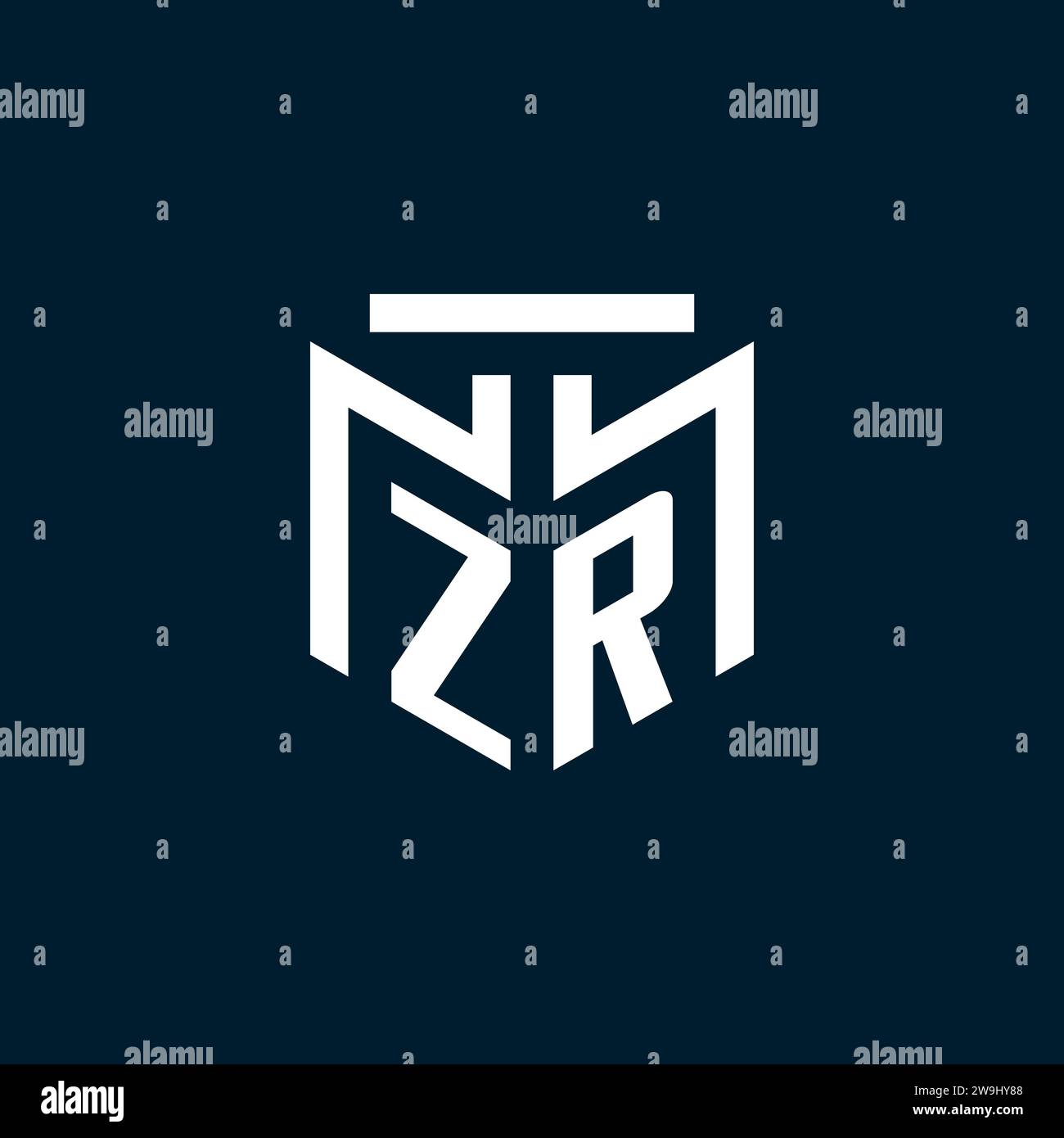 ZR monogram initial logo with abstract geometric style design ...