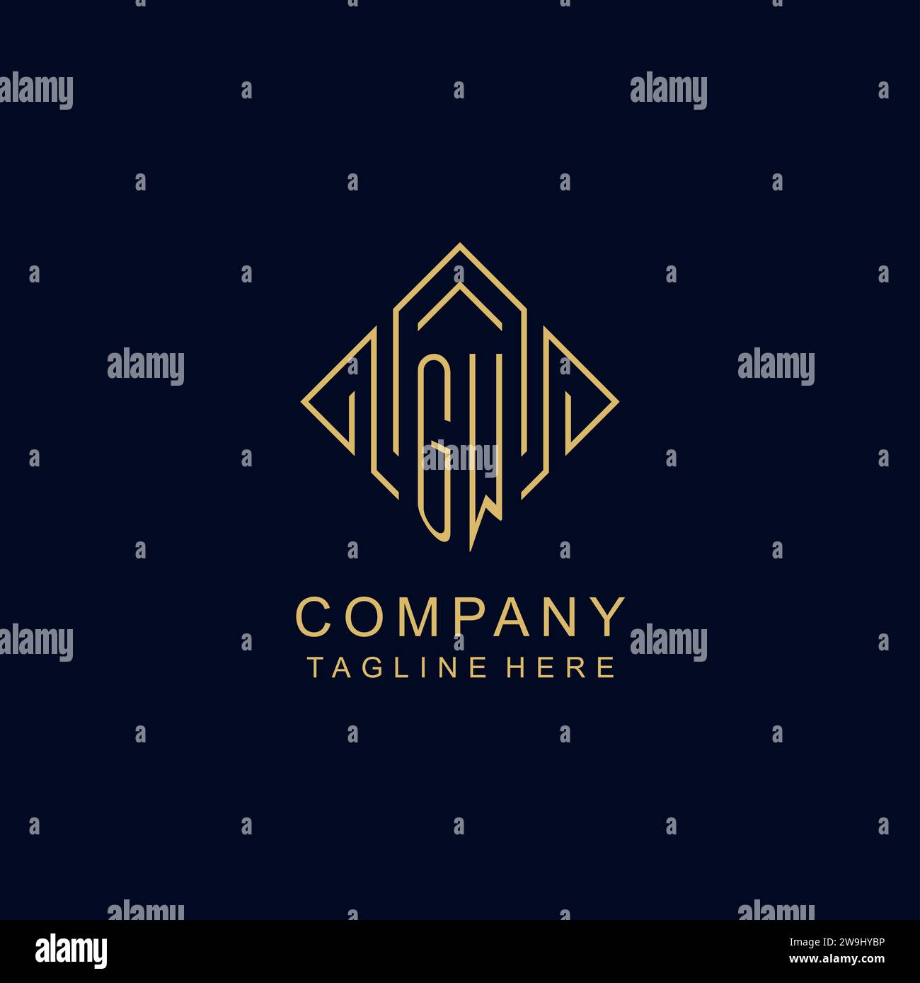 Initial logo GW monogram with rhombus line style design vector graphic Stock Vector Image & Art ...