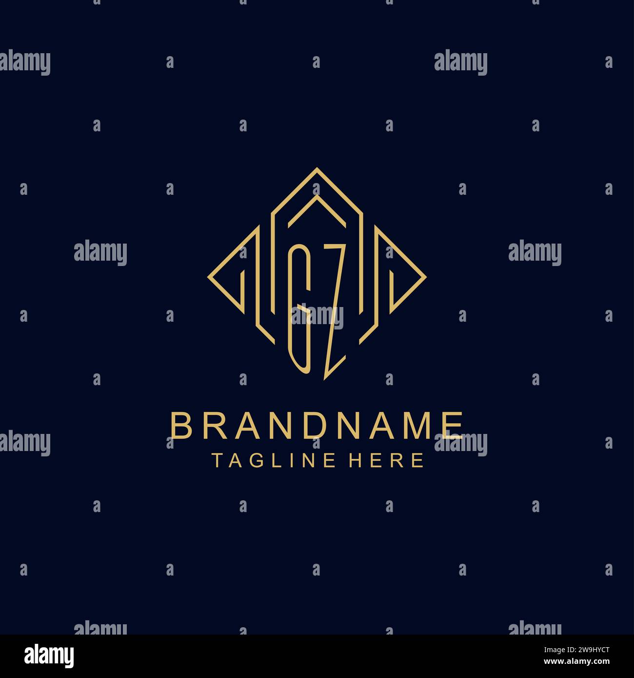 Initial logo GZ monogram with rhombus line style design vector graphic Stock Vector Image & Art ...