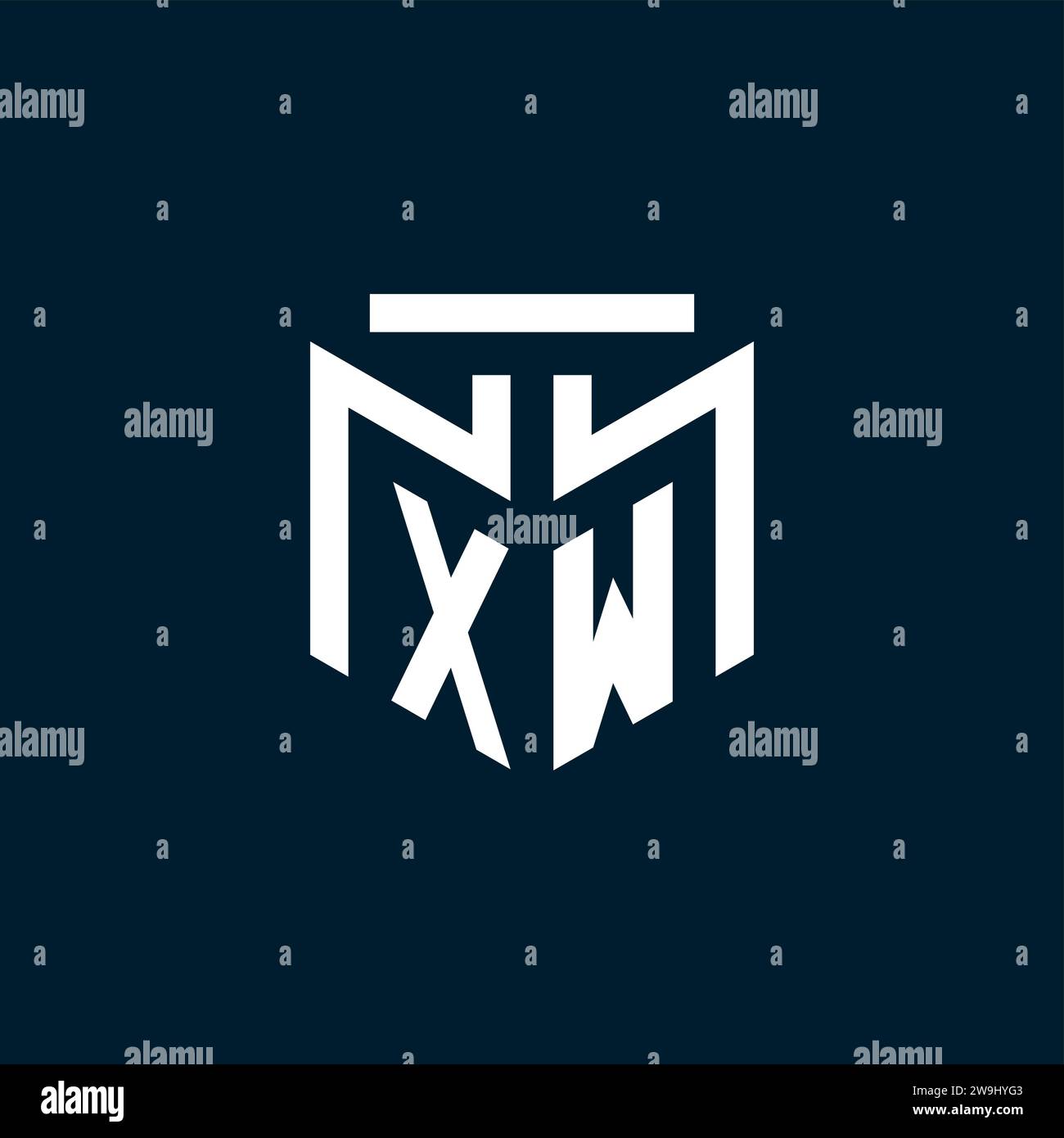 XW monogram initial logo with abstract geometric style design ...