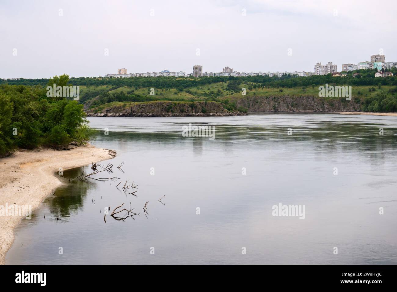 View from the Ukrainian island of Khortitsa to Baida Island and the ...