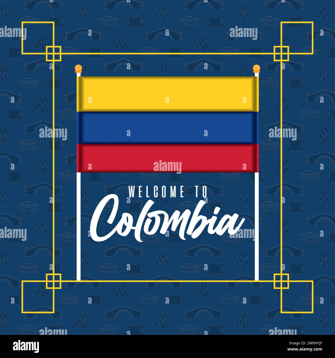 Isolated flag of Colombia Welcome to colombia poster template Vector ...