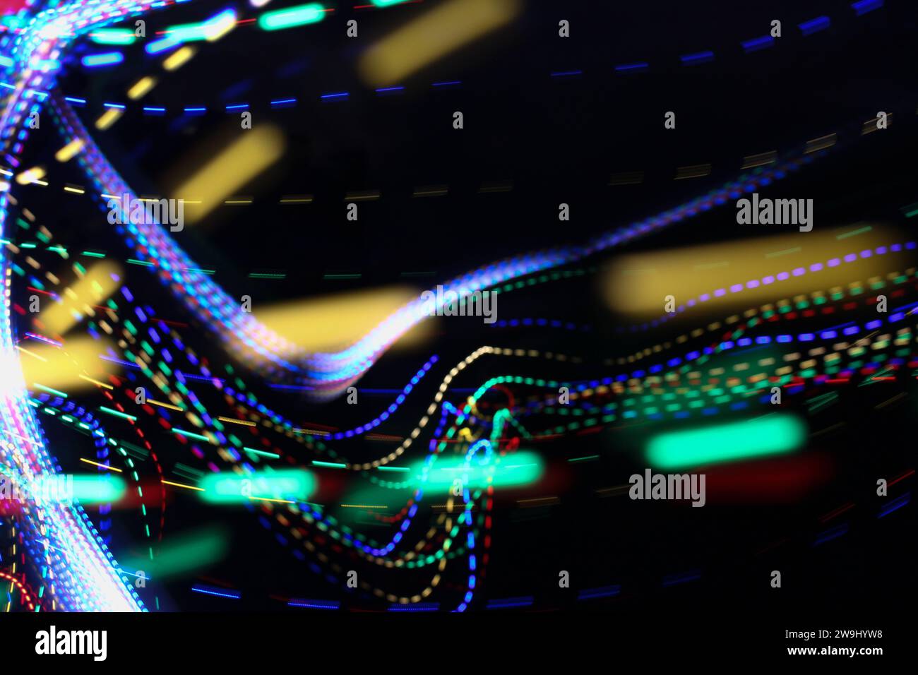 A photograph of vibrant multi-color lights in a long exposure photo ...