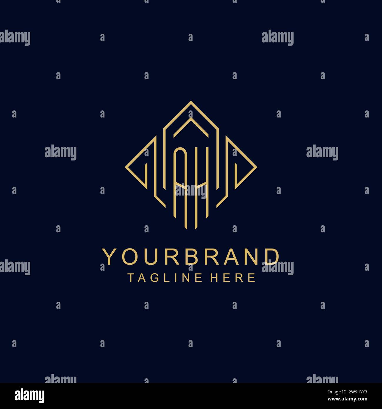 Initial logo AH monogram with rhombus line style design vector graphic Stock Vector Image & Art ...