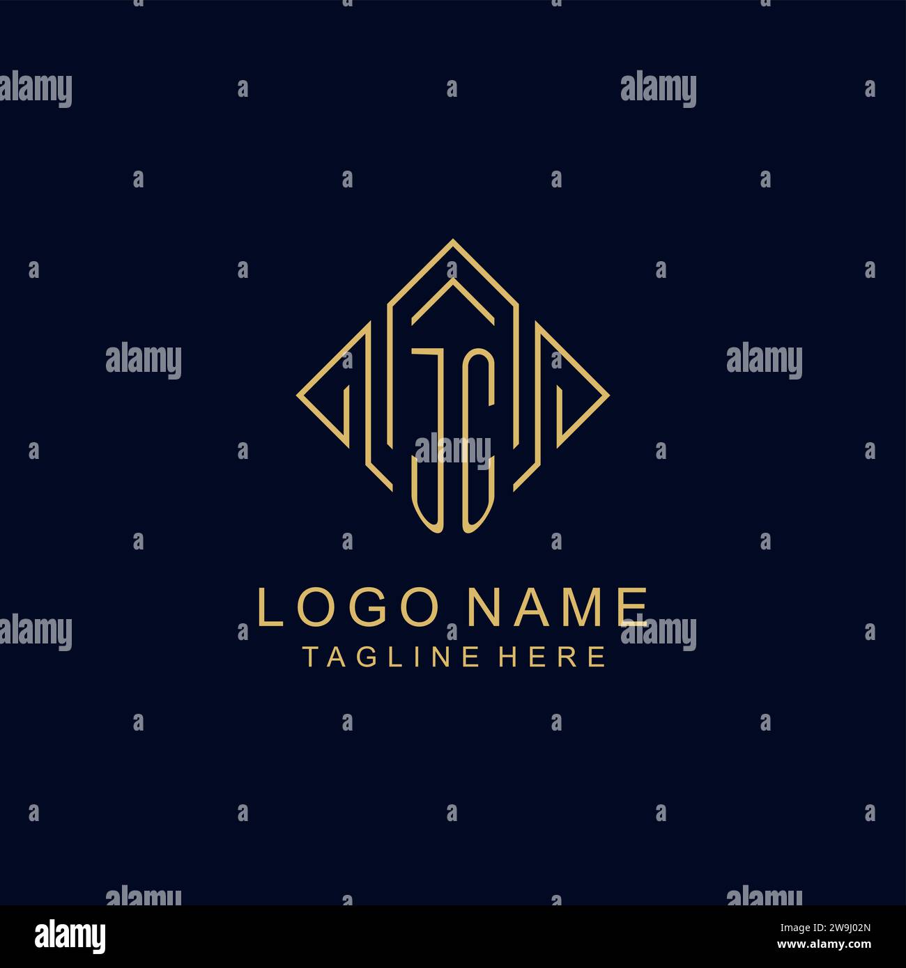 Initial logo JC monogram with rhombus line style design vector graphic ...