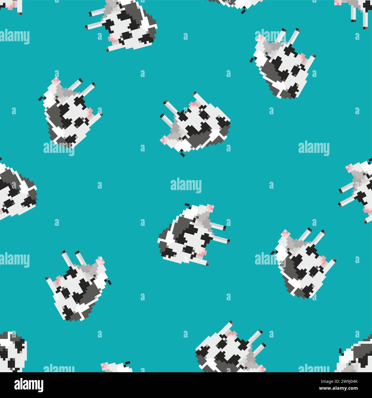 Cow pixel art pattern seamless. 8 bit farm animal background. pixelated ...