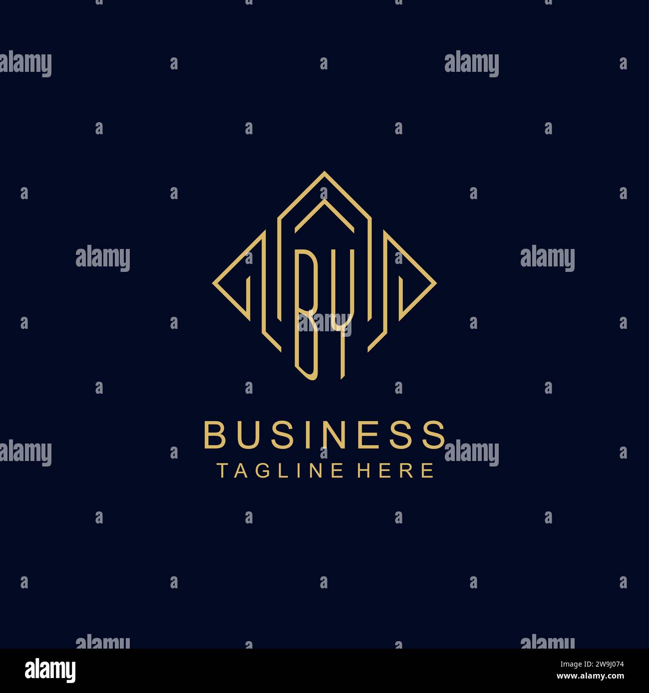 Initial logo BY monogram with rhombus line style design vector graphic ...