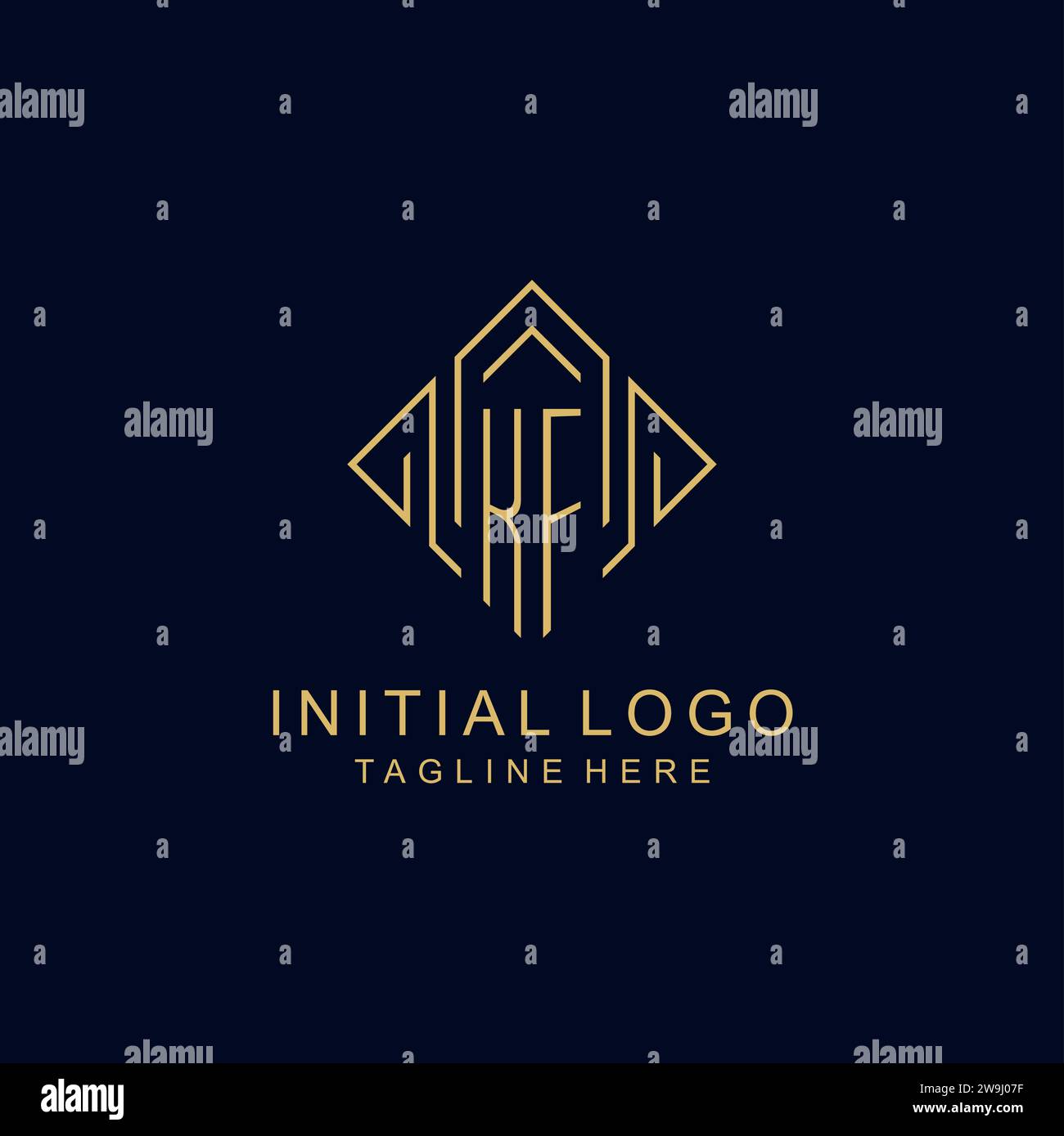 Initial logo KF monogram with rhombus line style design vector graphic Stock Vector Image & Art ...
