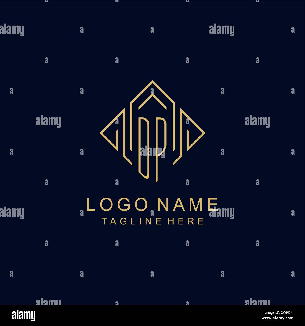 Initial logo DP monogram with rhombus line style design vector graphic ...