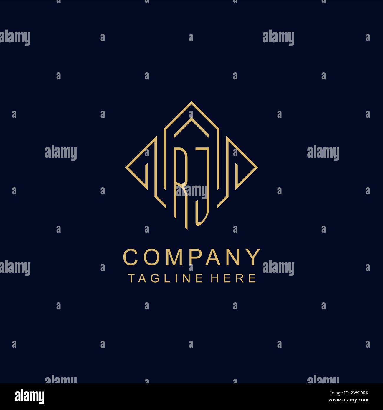 Initial logo RJ monogram with rhombus line style design vector graphic ...