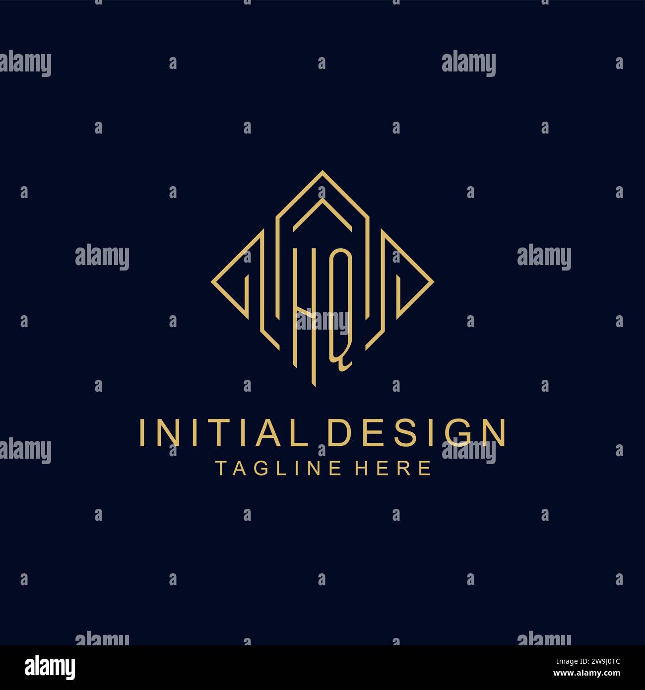 Initial logo HQ monogram with rhombus line style design vector graphic ...