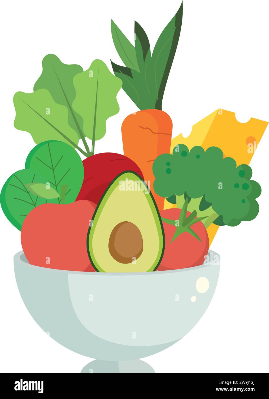 Isolated salad bowl with fruits and vegetables Vector Stock Vector ...