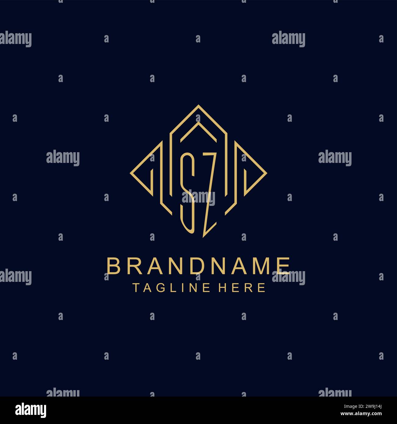 Initial logo SZ monogram with rhombus line style design vector graphic Stock Vector Image & Art ...