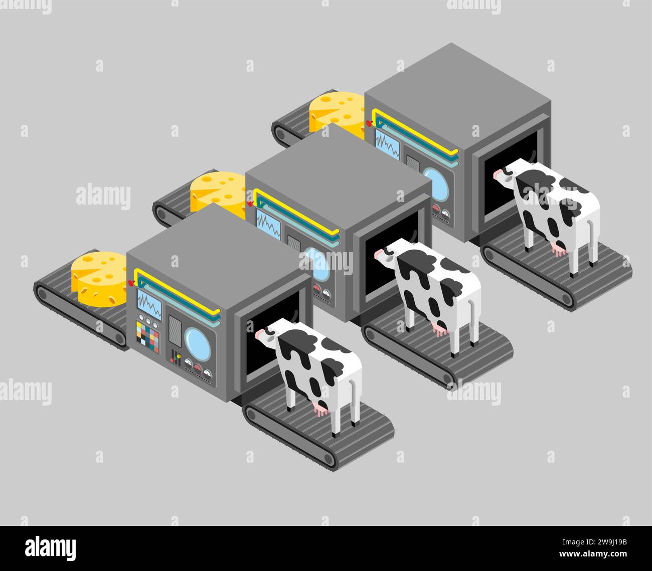 Cartoon farmer production cow milk Stock Vector Images - Alamy
