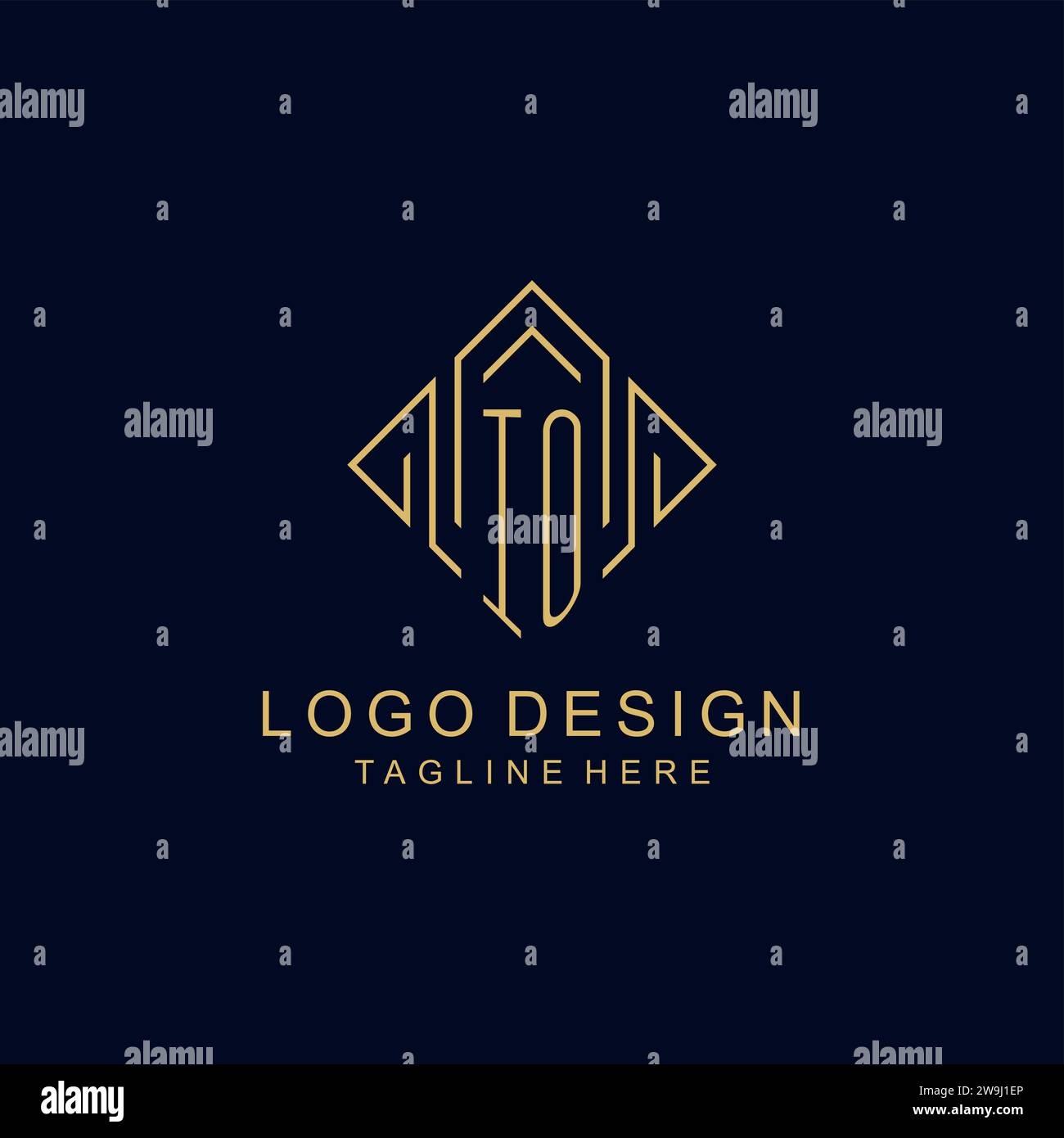 Initial logo IO monogram with rhombus line style design vector graphic ...