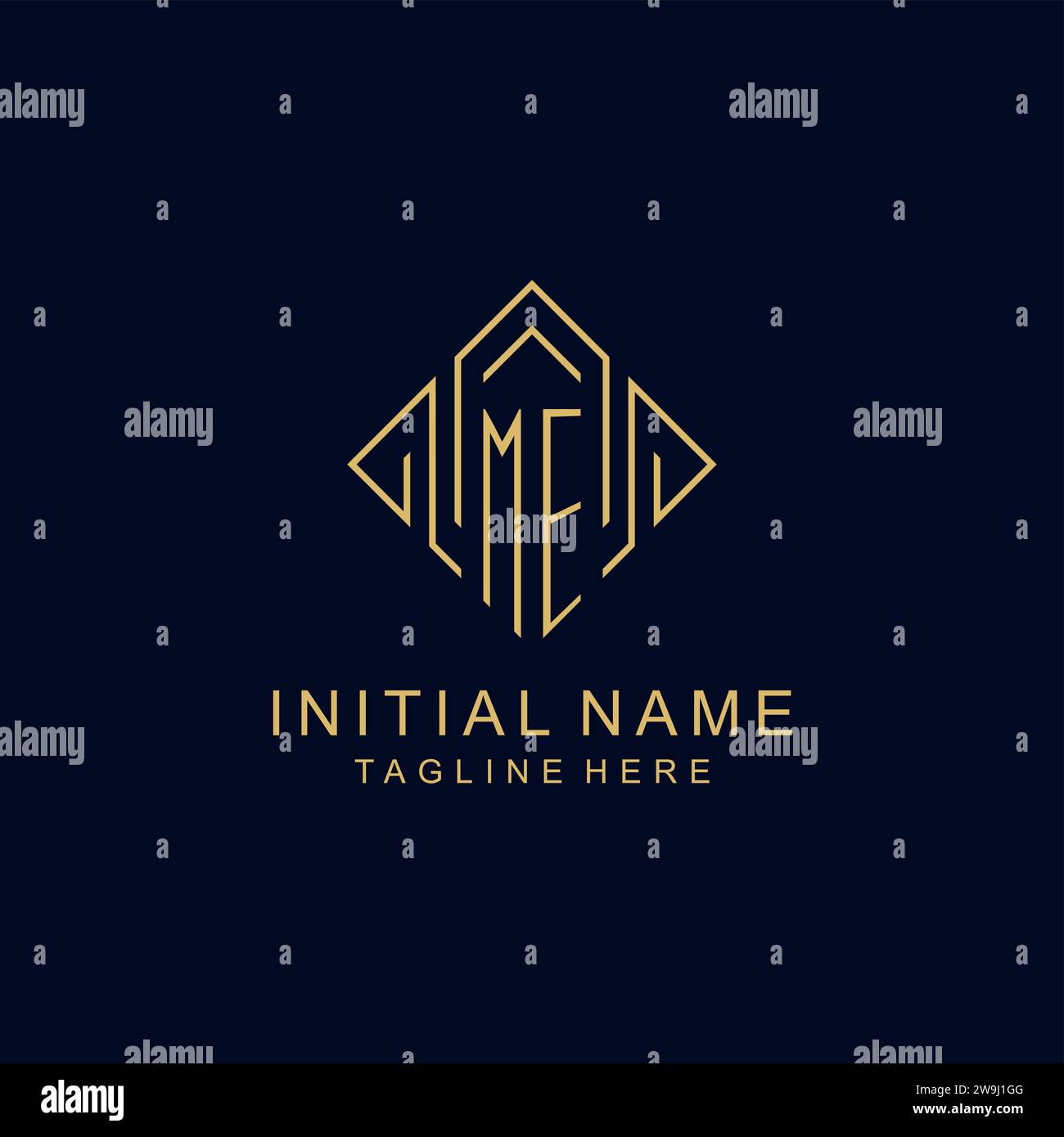 Initial logo ME monogram with rhombus line style design vector graphic ...