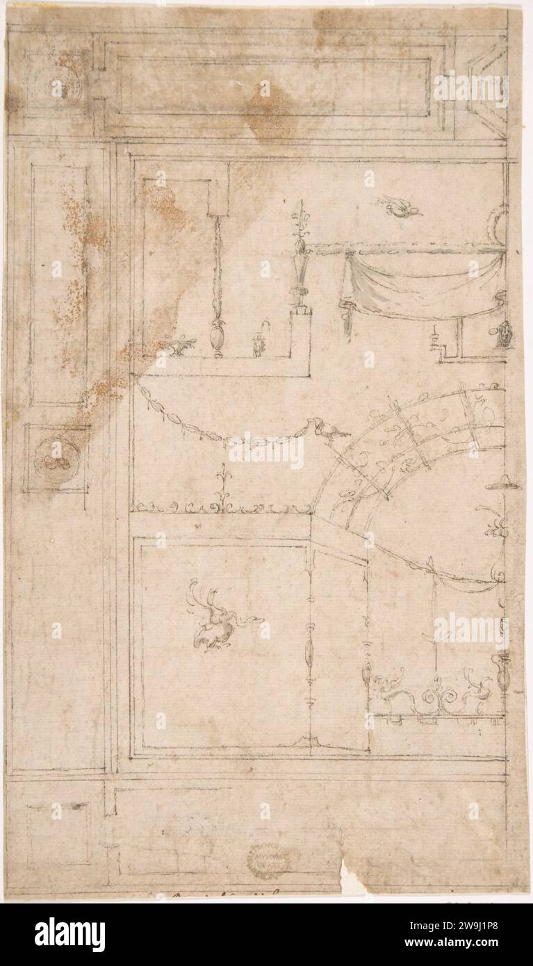 Design for the Decoration of a Wall with Grotteschi in the Antique ...