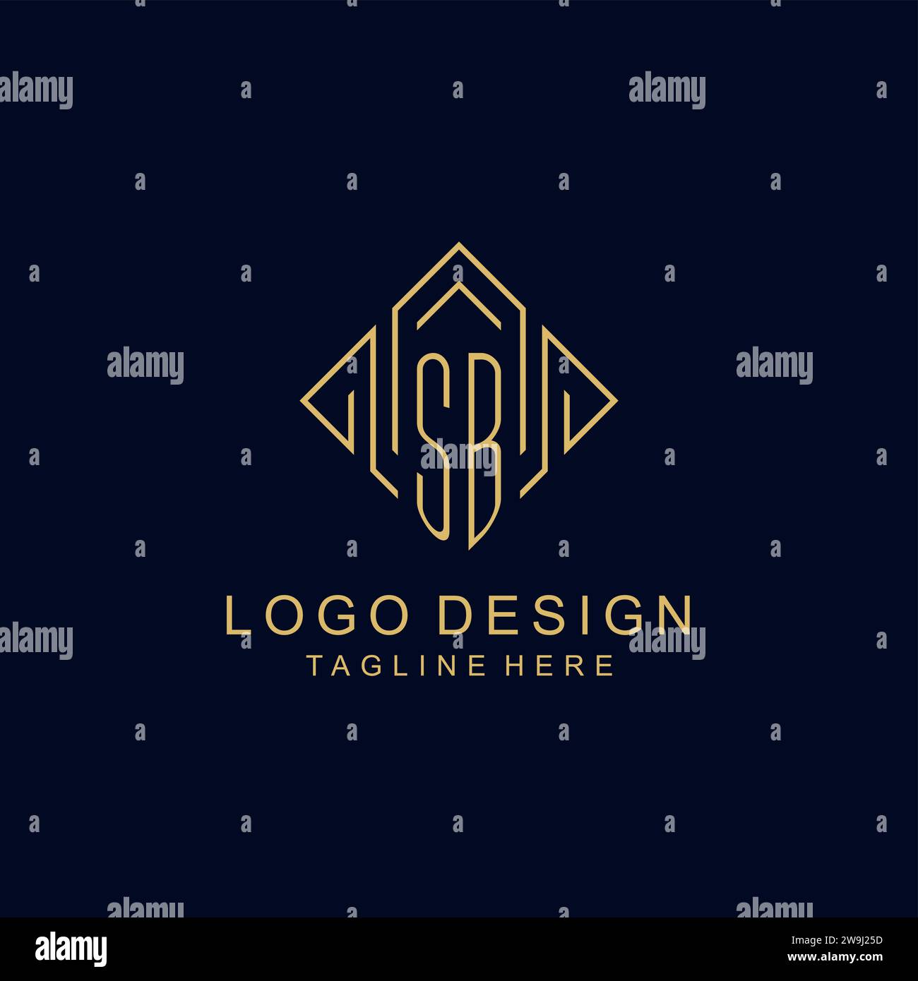Initial logo SB monogram with rhombus line style design vector graphic ...