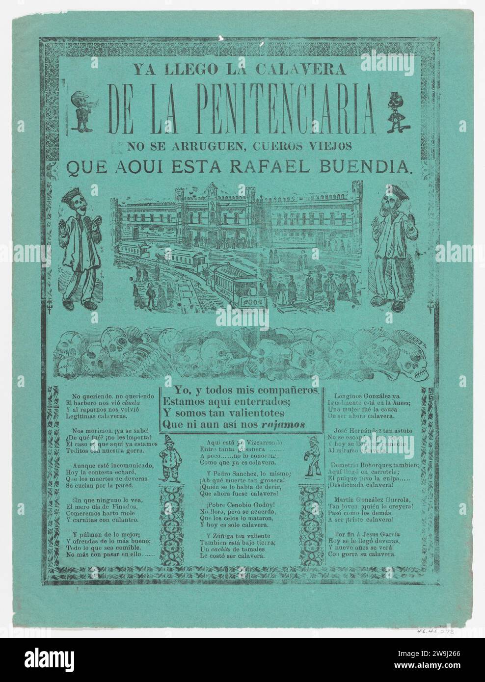 The arrival of the skeletons of the penitentiary (Posada); two skeleton ...