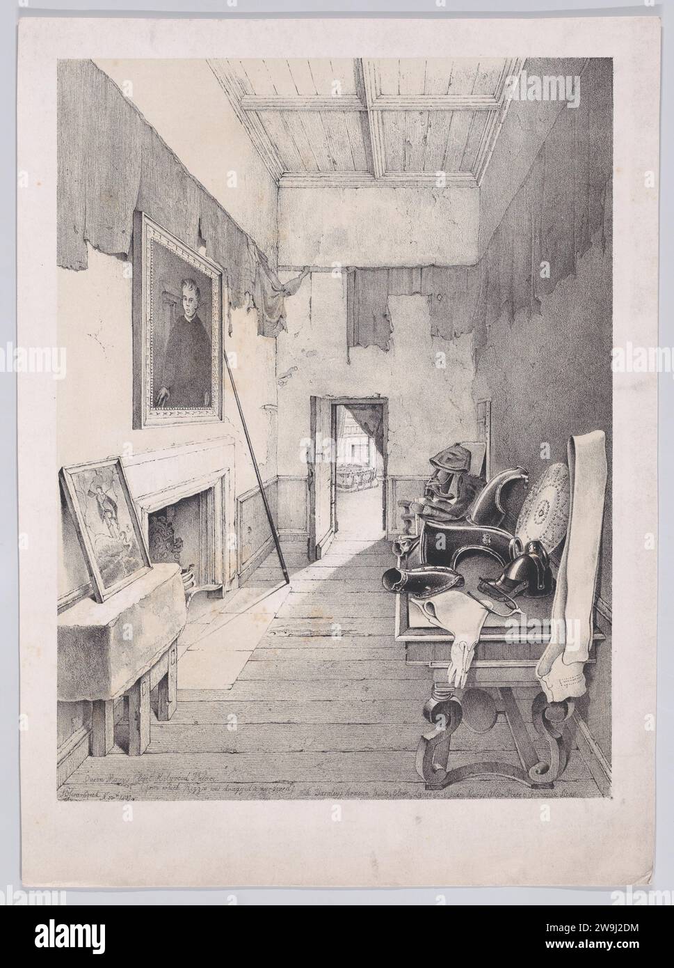 Closet of Mary, Queen of Scots, Holyrood Palace, from which Rizzio was ...