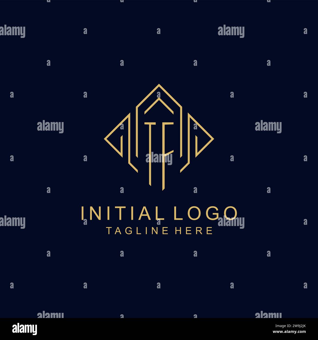 Initial logo TF monogram with rhombus line style design vector graphic ...